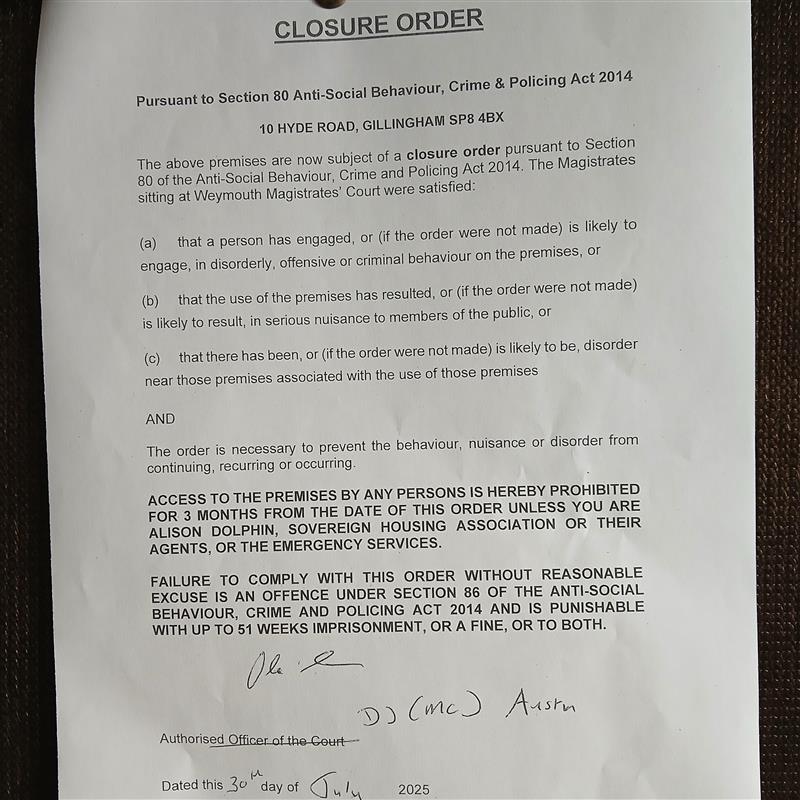 Closure order for Gillingham property following anti-social behaviour ...